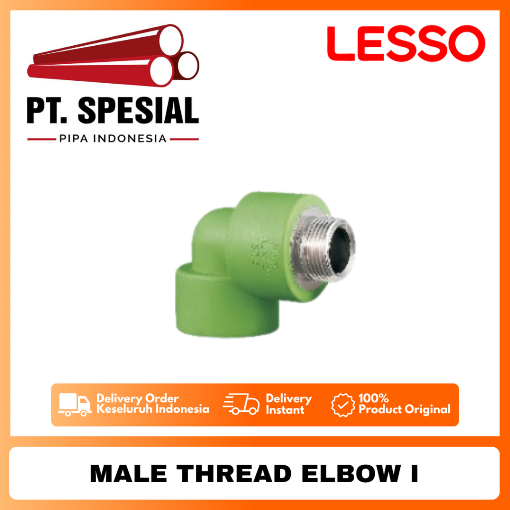 Jual Knee Drat Luar PPR Lesso DN32 × 3/4" / KDL PPR Lesso / Male Thread ...