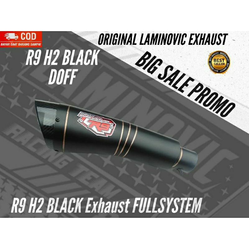 Jual Knalpot Racing R9 H2 Black doff silincer only d 50mm VIXION GSX ...