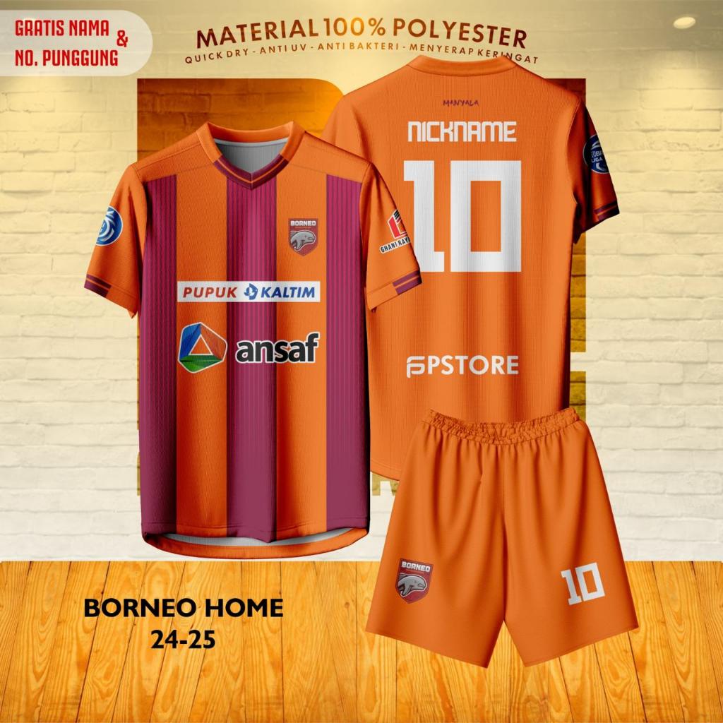 Jual Jersey/Baju Bola BORNEO HOME 24/25 SUPORTER Gratis Name Set & No ...