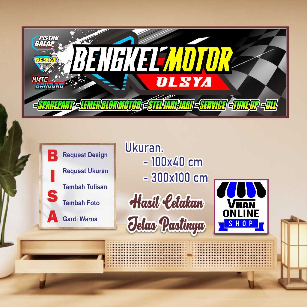 Jual Custom Spanduk Banner MMT Logo Bengkel Motor Racing | Shopee Indonesia