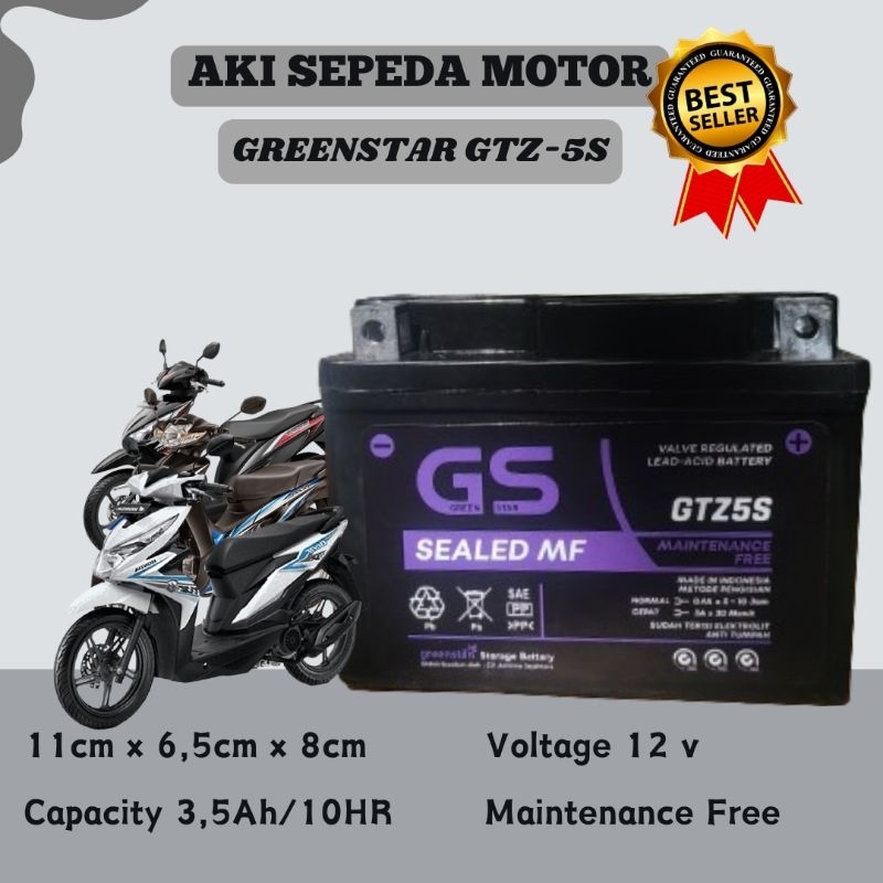 Jual AKI MOTOR GS HONDA BEAT, SCOOPY, VARIO, SUPRA 125 GREENSTAR | Shopee Indonesia