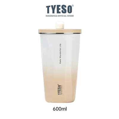 Jual Tyeso Tumbler Gelas Kopi Gradasi Portable 600ml Stainless Steel Free Sedotan TS-8848 ...