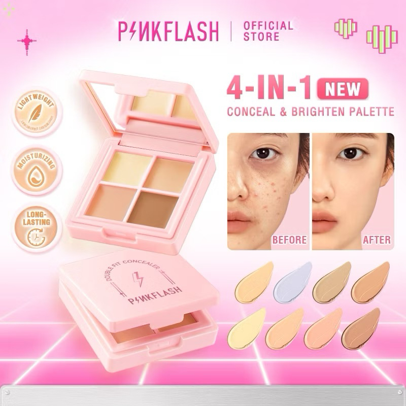 Jual PINKFLASH Double Fit Full Coverage Concealer Palette Conceal ...