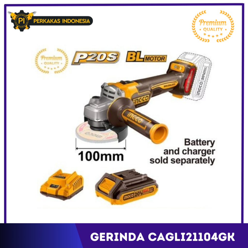 Jual Gerinda Cordless Baterai INGCO CAGLI21104GK 20V Brushless Portable ...