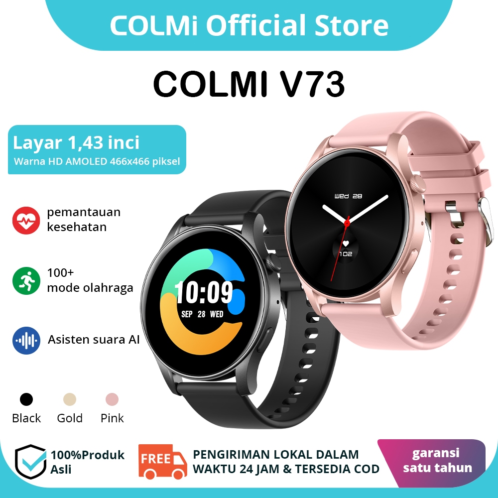 Jual COLMI V73 smart watch layar AMOLED tampilan AOD panggilan ...