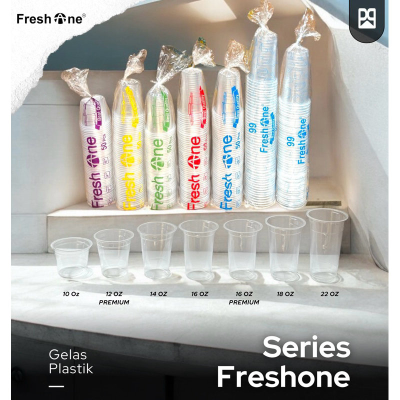 Jual Gelas Plastik Freshone | 10 oz, 12 oz, 14 oz, 16 oz, 18, 22 oz | Isi 1 Slop - 50pcs ...