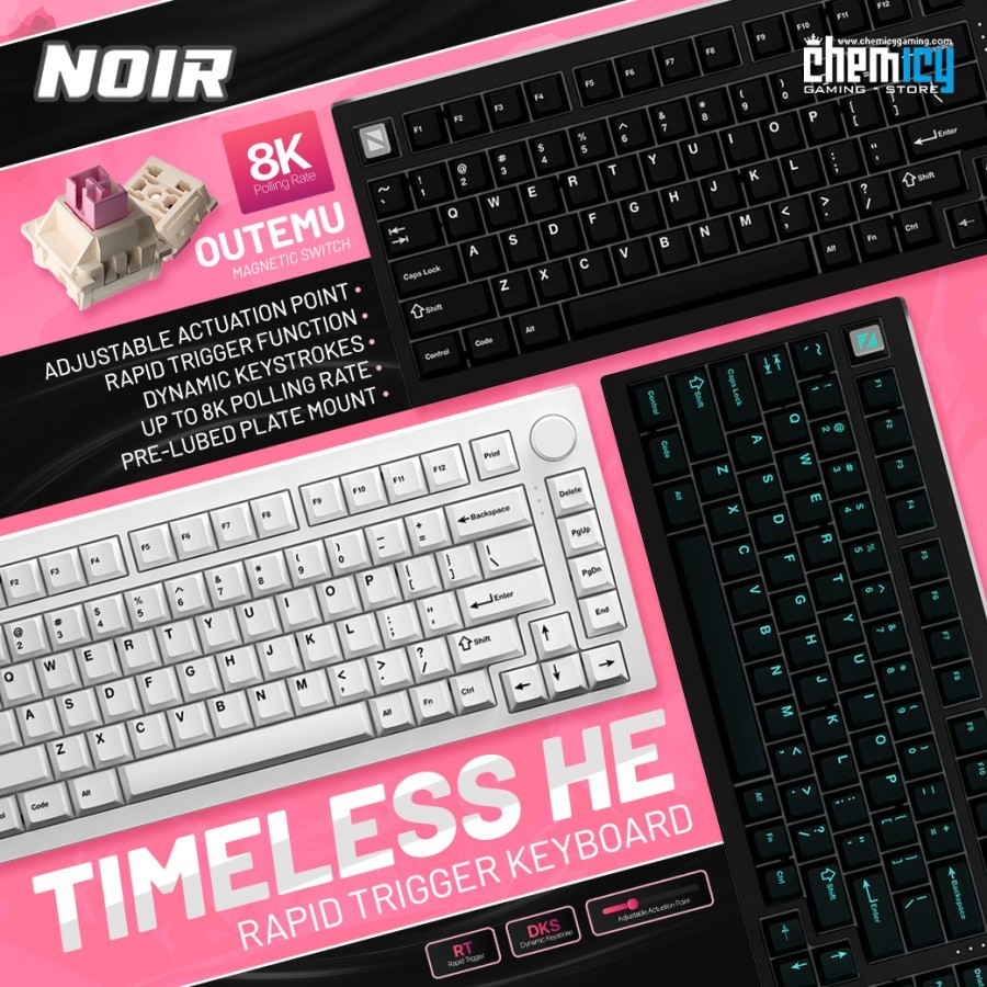 Jual Noir Timeless HE 75% Hall Effect Mechanical Gaming Keyboard with ...