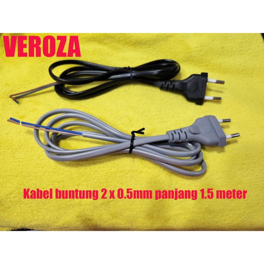 Jual VEROZA 1.5m full KABEL HITAM ABU-ABU BUNTUNG PIPIH HITAM 2 X 0.5 ...