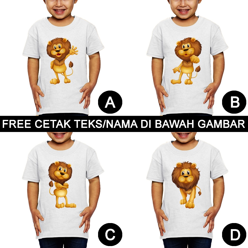 Jual Baju Kaos Anak & Balita Karakter Binatang Singa Gambar Motif Hewan ...