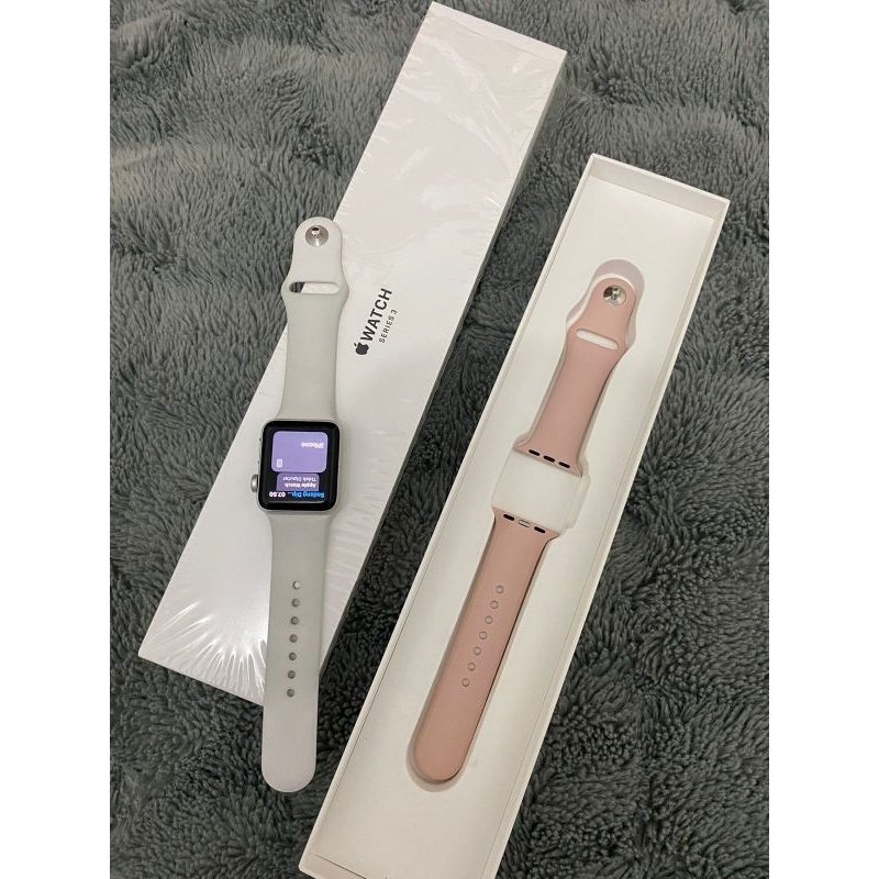 Jual IWATCH APPLE WATCH SERIES 3 38MM SILVER ALUMINUM WHITE SPORT BAND ...