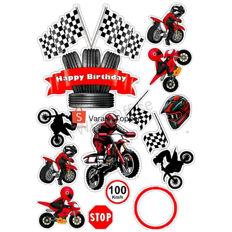 Jual Topper Motor Cross /Hiasan Cake Tema Moto GP/ Motor Trail/Pembalap ...