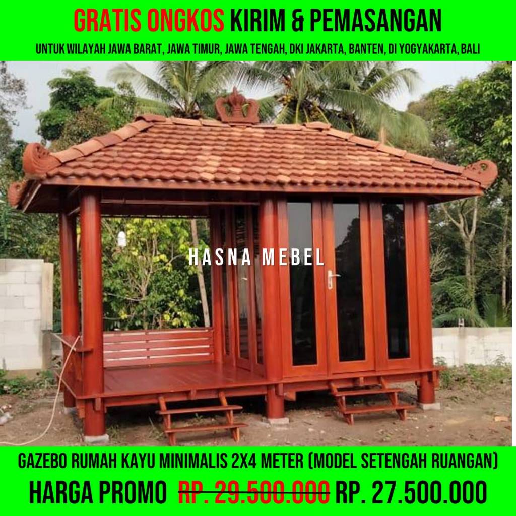 Jual gazebo taman halaman rumah minimalis dari kayu ukuran 2x4 meter ...