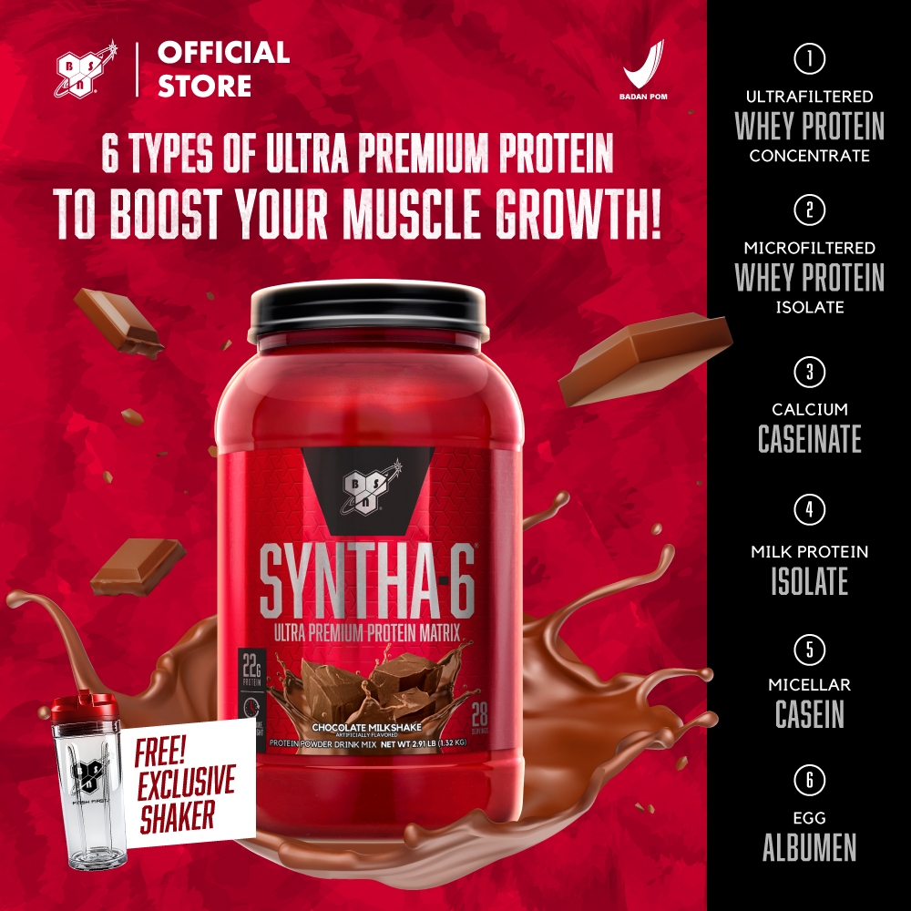 Jual BSN Syntha-6 Protein Powder 2.91 Lb Free Shaker | Shopee Indonesia