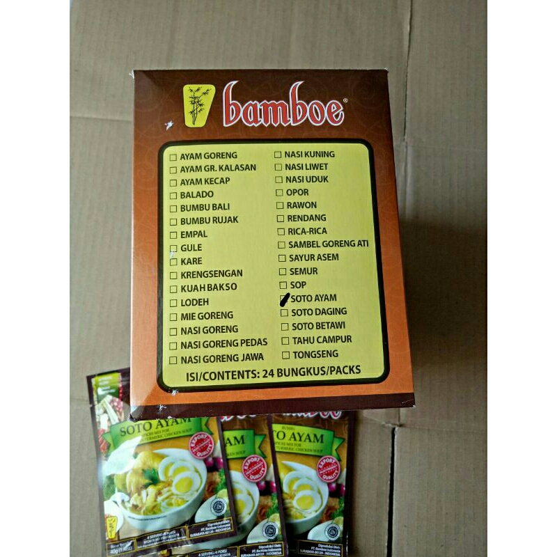 Jual ( 1 BOX ) BUMBU BAMBOE INDONESIA RASA SOTO AYAM VARIAN BESAR ...