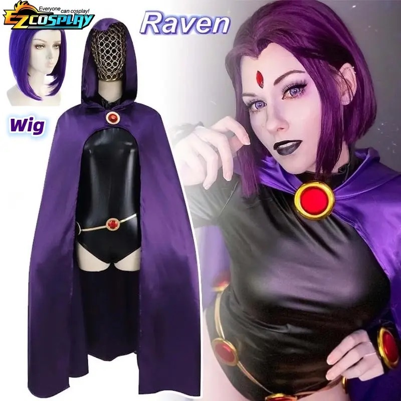 Jual Teen Titans Raven Cosplay Costume Deluxe Jumpsuit Cloak Belt Suit ...