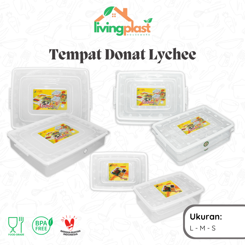 Jual Tempat Donat Lychee Large Medium Small / Kotak Donat / Food ...