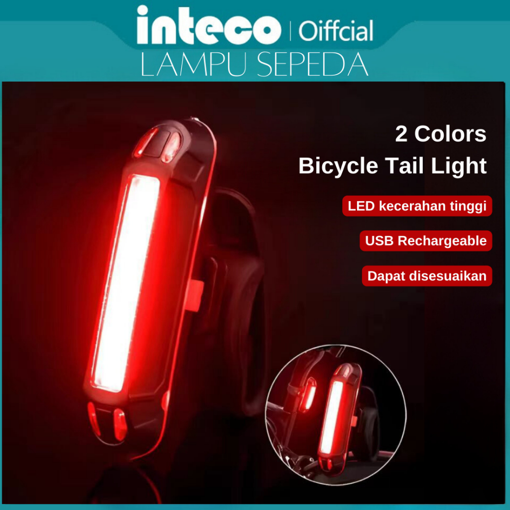 Jual Lampu Sepeda Depan Belakang LED 2 Warna USB Rechargeable 100 ...