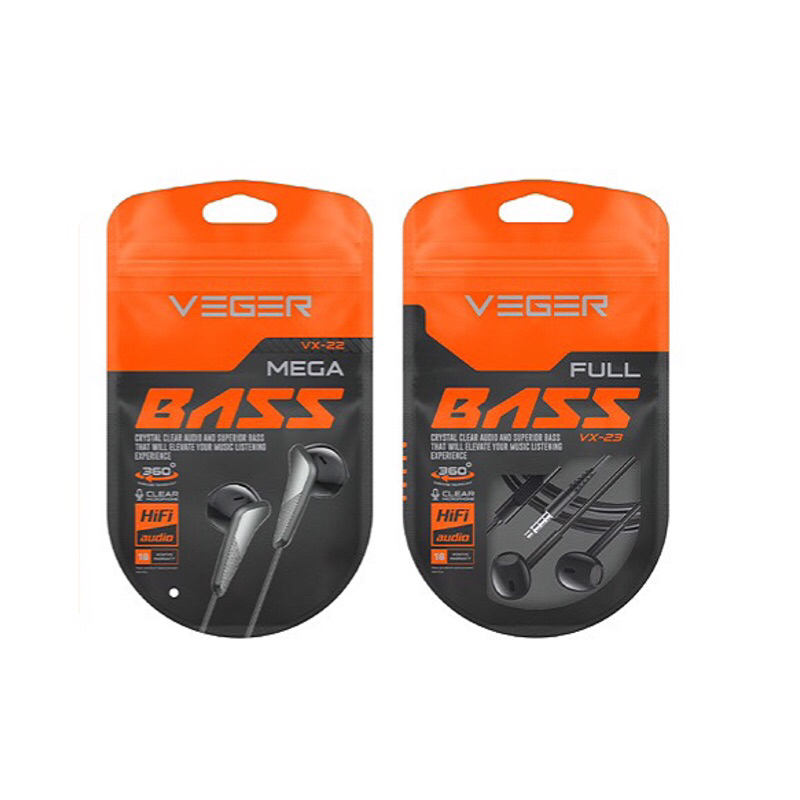 Jual Headset VEGER VX-22 VX-23 / headset handsfree earphone VEGER VX-22 ...