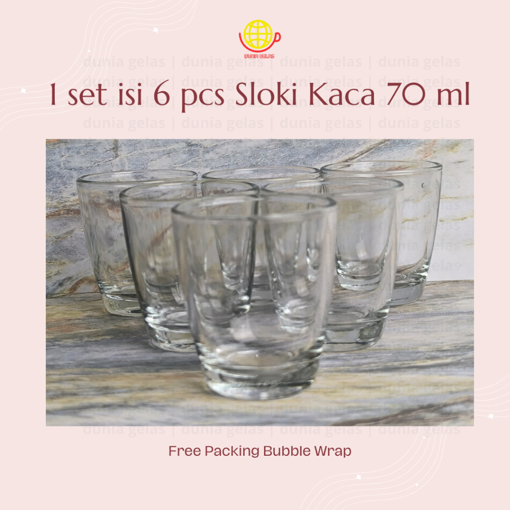 Jual 1 set isi 6 pcs Gelas Sloki 70 ml / Shooter Glass / Espresso Glass ...