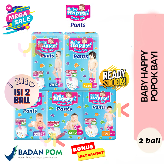 Jual [2 BALL] BABY HAPPY PANTS [S38 / L28 / M32 / XL26 / XXL24] | Shopee Indonesia