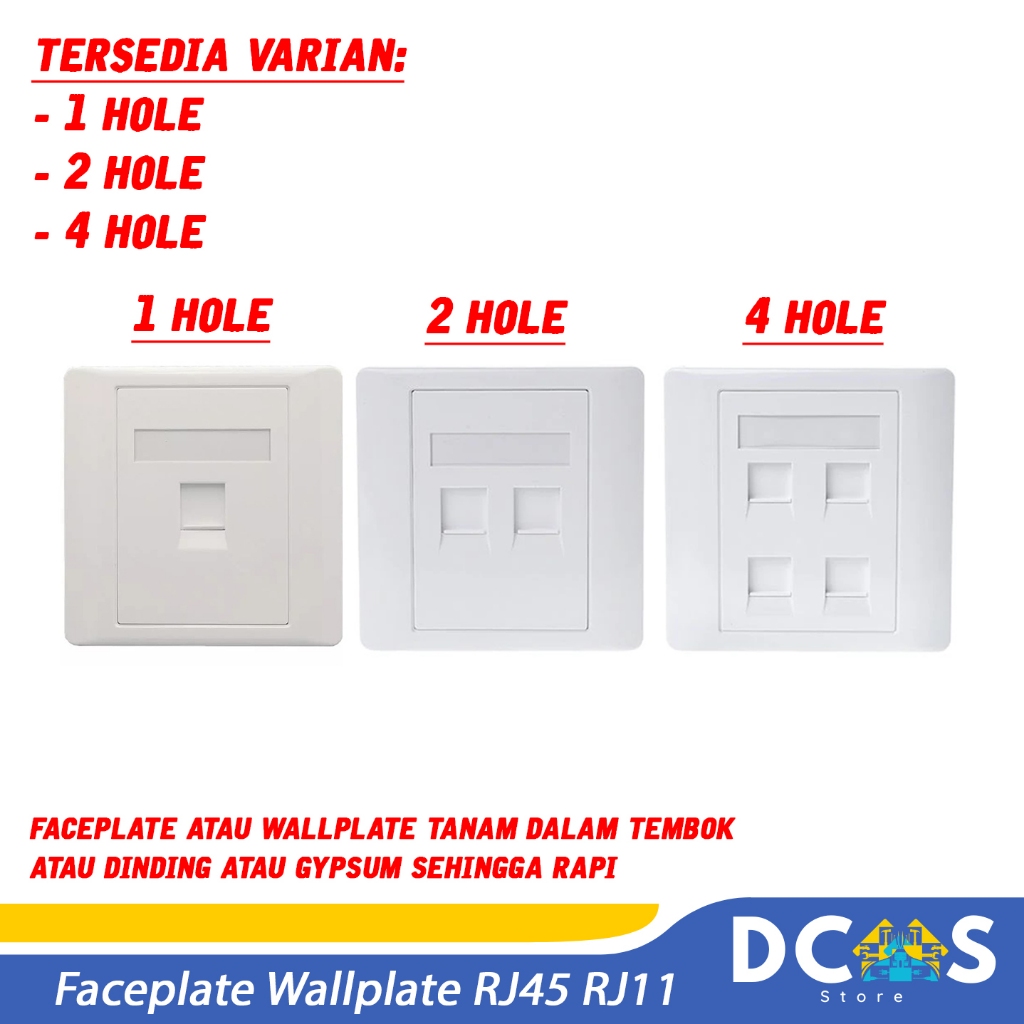 Jual Faceplate Wallplate RJ45 RJ11 1 Hole / 2 Hole /4 Hole Lan Ethernet ...