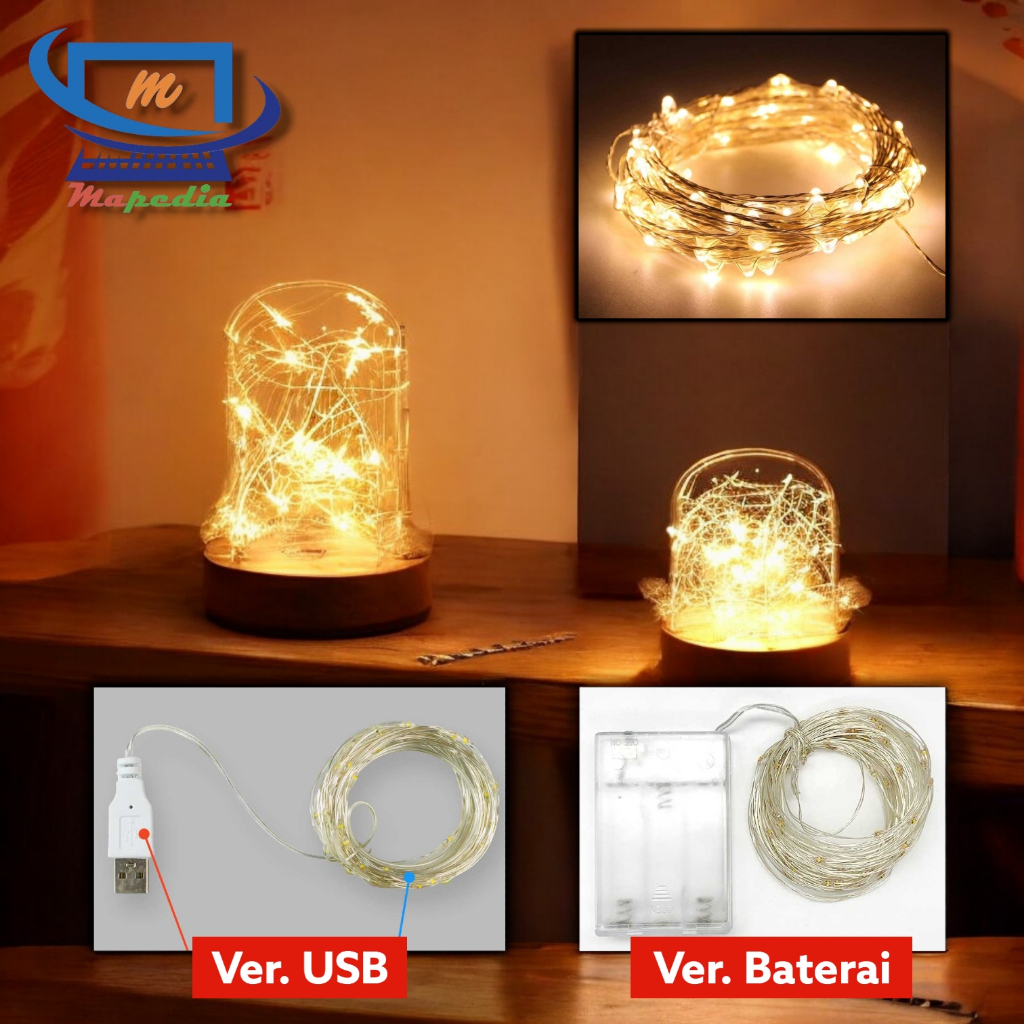 Jual Lampu Tumblr Led USB Hias Dekorasi Panjang Kawat Warm White Kuning ...