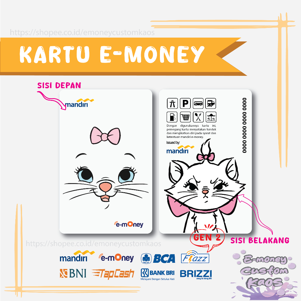 Jual KARTU EMONEY ANIME KUCING MARIE CAT CUTE E MONEY ETOLL MANDIRI ...