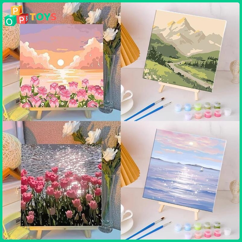 Jual POPTOYS DIY 20x20cm Paint Kit Digital Painting Kit Kanvas Painting ...