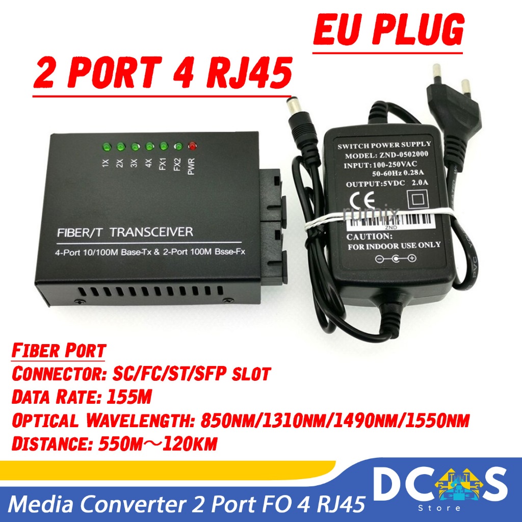 Jual Media Converter 2 Port 2 Fiber SC A & B 4 RJ45 Fiber Optic 10/100 ...