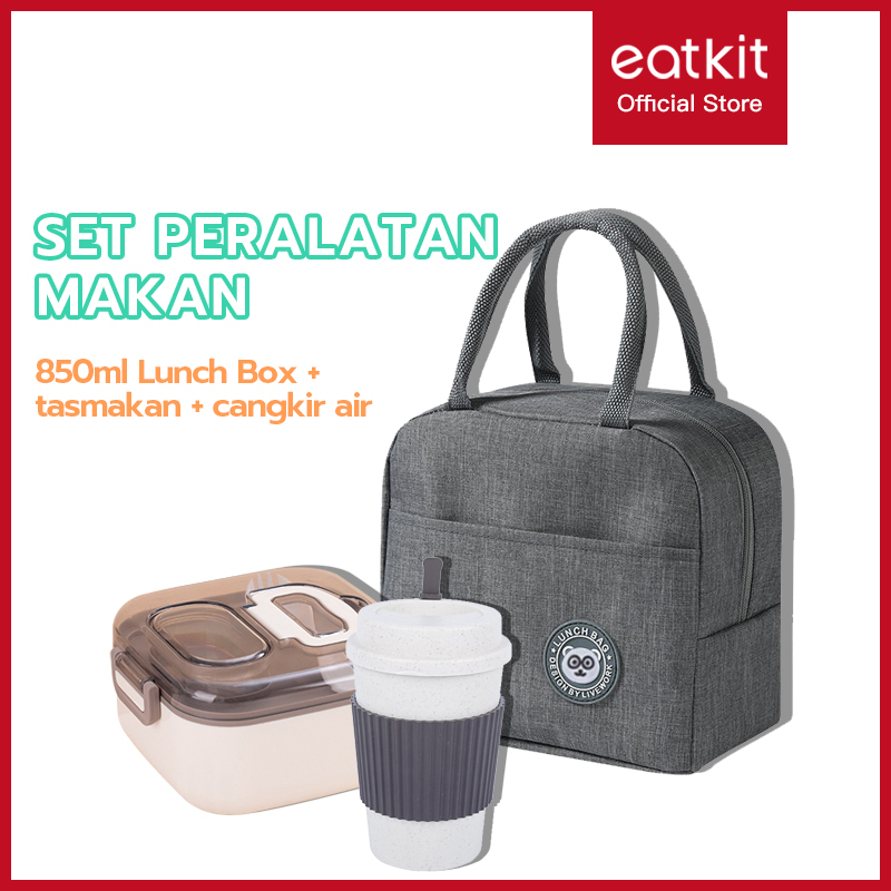 Jual Eatkit 850ml Kotak Bekal Set Lunch Box Set 3in1 Kotak Makan Set Microwave Gratis Alat Makan ...