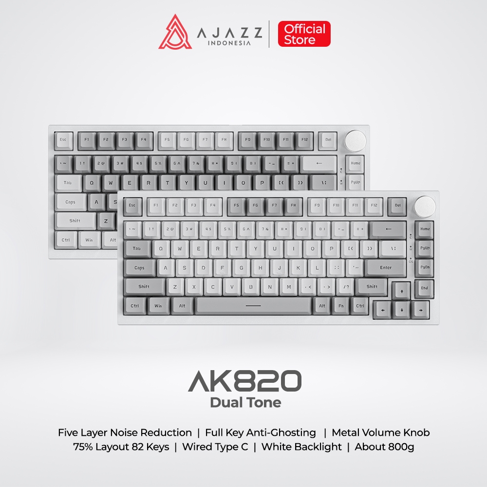 Jual Ajazz AK820 Dual Tone 75% Mechanical Keyboard Wired White ... Jual Ajazz AK820 Dual Tone 75% Mechanical Keyboard Wired White ...