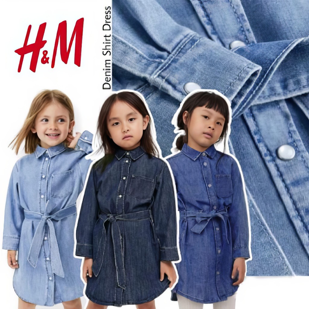 Jual Dress Jeans Denim Hnm Anak Perempuan 3 - 8 Tahun | Shopee Indonesia