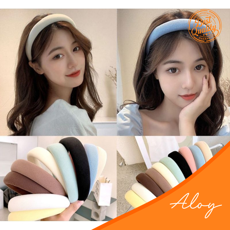 Jual BD-A002 Bando Kain Busa Tebal Wanita Korea Headband Cloud Polos ...
