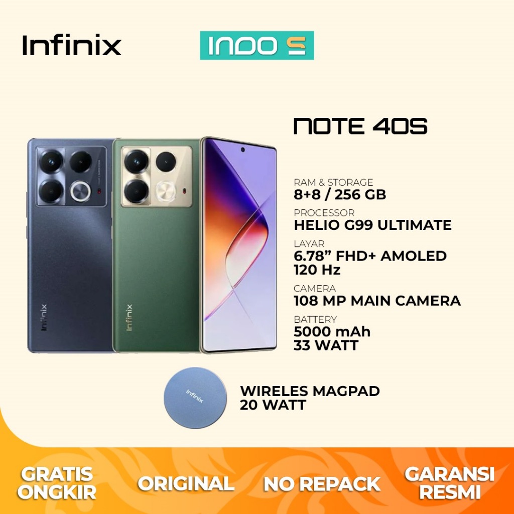 Jual Infinix Note 40S 8/256GB - Up to 16GB Extended RAM - Helio G99 - 6.78” Curved Screen ...