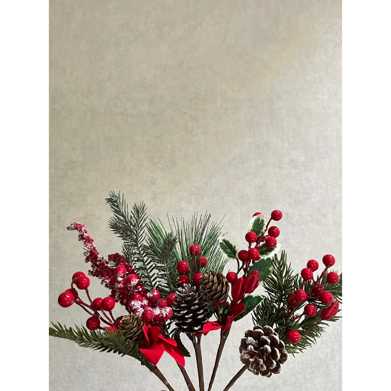 Jual Hiasan bunga tusuk natal bunga ceri pohon natal cherry dekorasi ...
