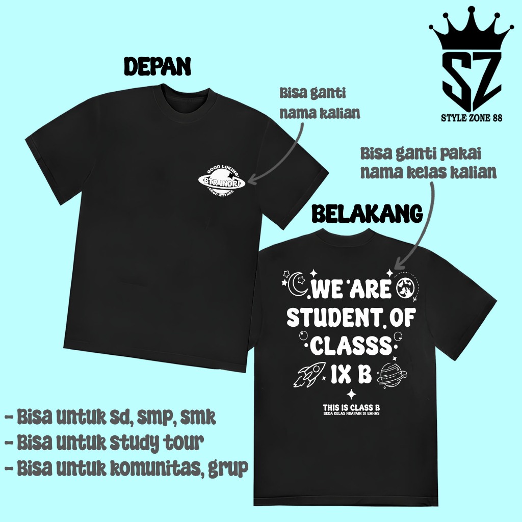 Jual Kaos Costum Kelasan Bisa Ganti nama dan nama kelas - Kaos kelasan ...