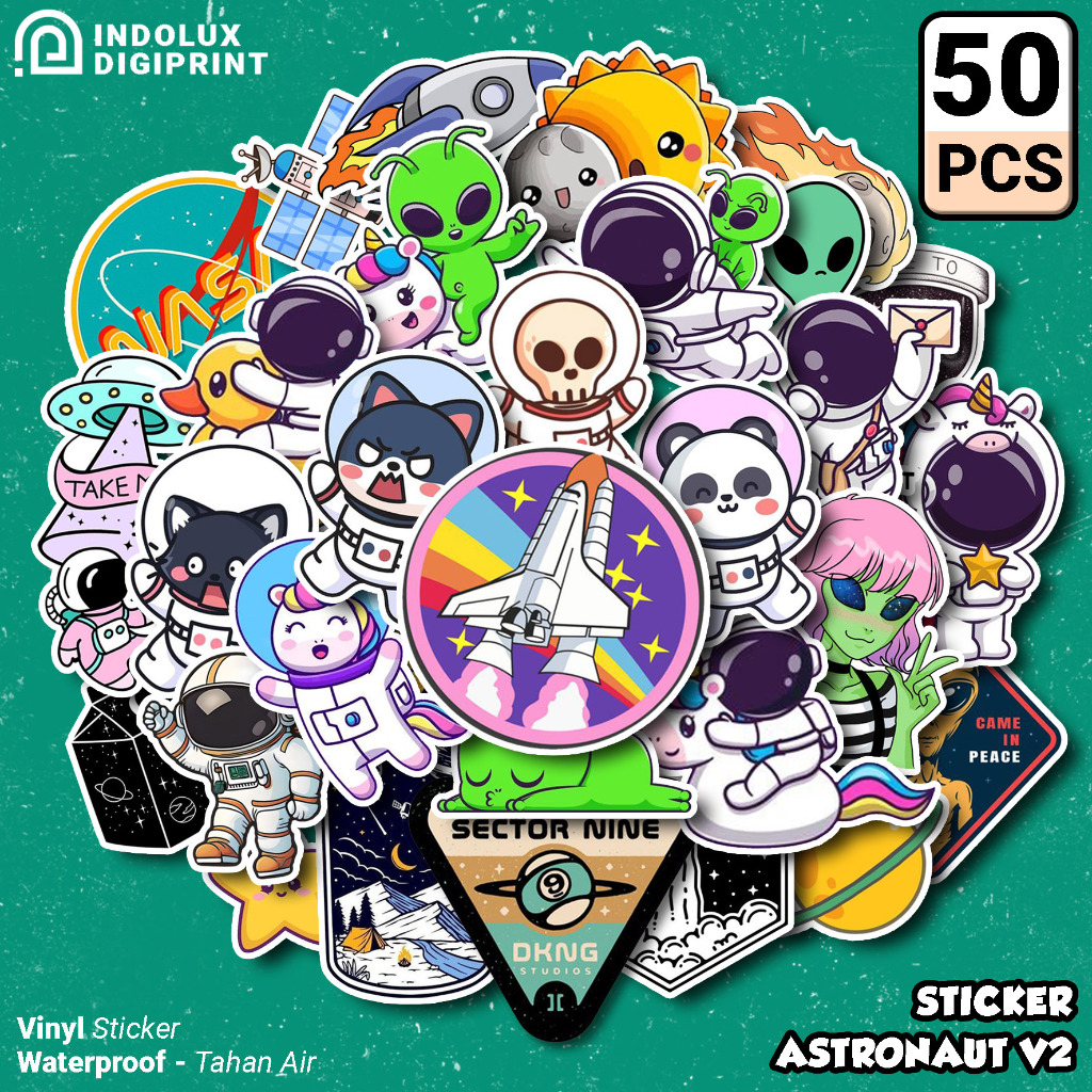 Jual Stiker Astronaut 50 PCS Lucu Set Sticker Astronot Aesthetic Planet ...