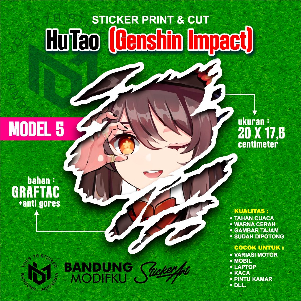 Jual Stiker Tokoh Anime Viral / HUTAO Model 5 / Stiker Manga / Sticker ...