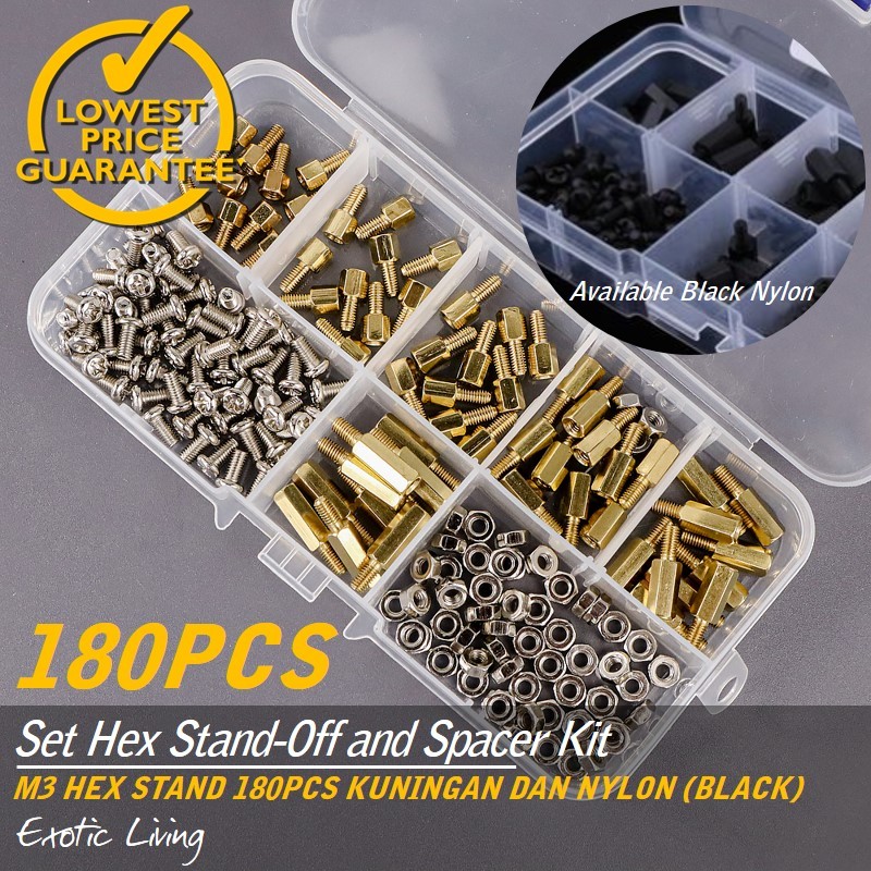 Jual M3 Nylon Standoffs Hex Spacers Screws Nuts PCB MOTHERBOARD RISER ...