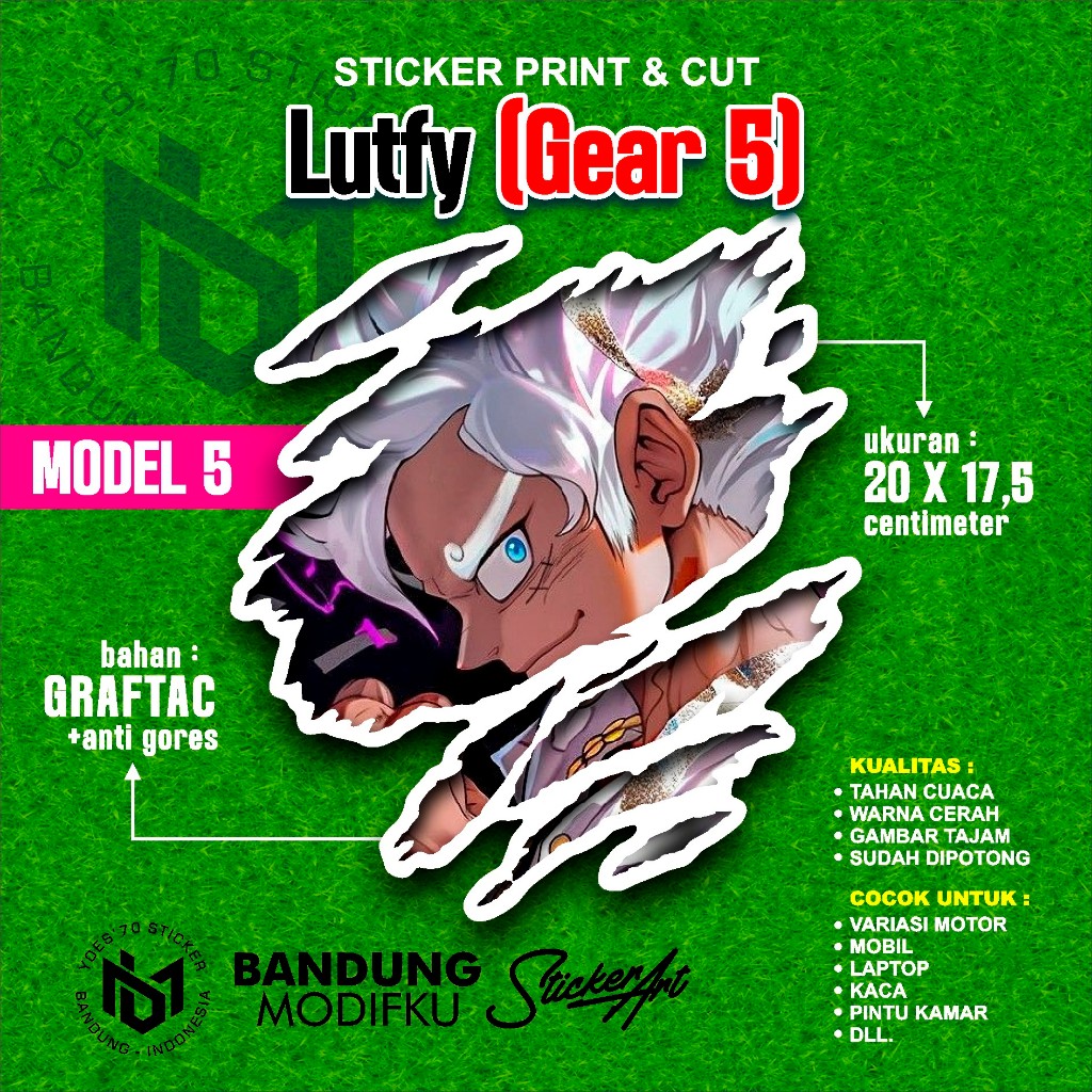 Jual Stiker Tokoh Anime Viral / Lutfy (Gear5)-5 / Stiker Manga ...