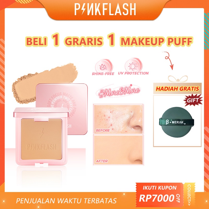 Jual PINKFLASH More&More Matte Bedak Padat Poreless Oil Control Pressed ...