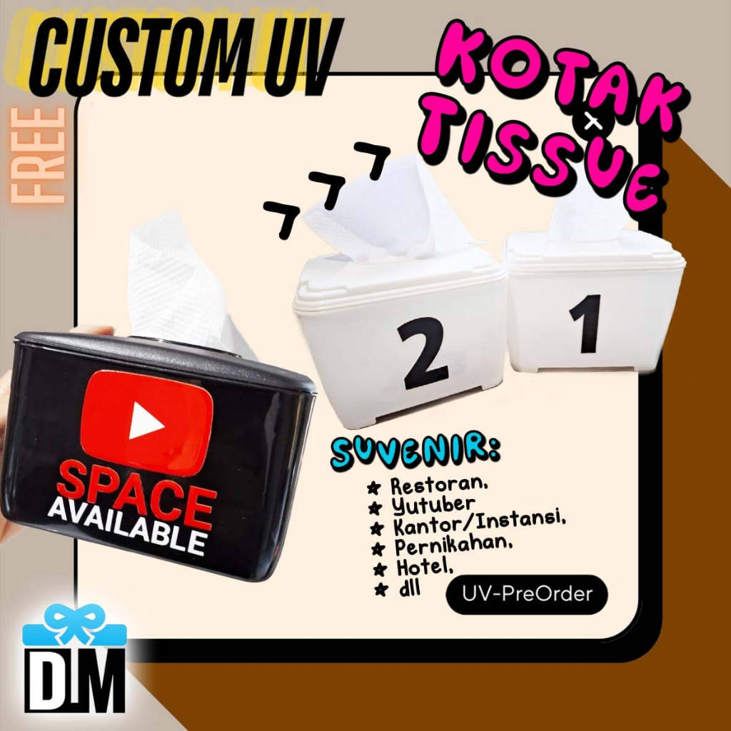 Jual Custom Tempat Tissue Box Tisu Kertas Kecil Kapas Hisap Tisue UV ...
