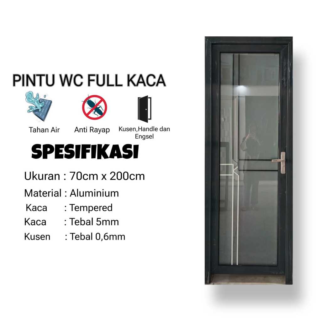 Jual Pintu Kamar Mandi Aluminium Kaca/Pintu Premium/Pintu WC/Pintu ...