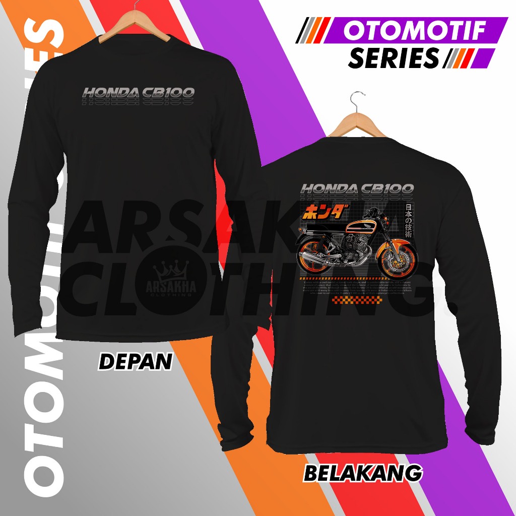 Jual Kaos Lengan Panjang Honda CB100 Yellow V2 Terbaru Distro Otomotif Series Baju Distro Katun ...