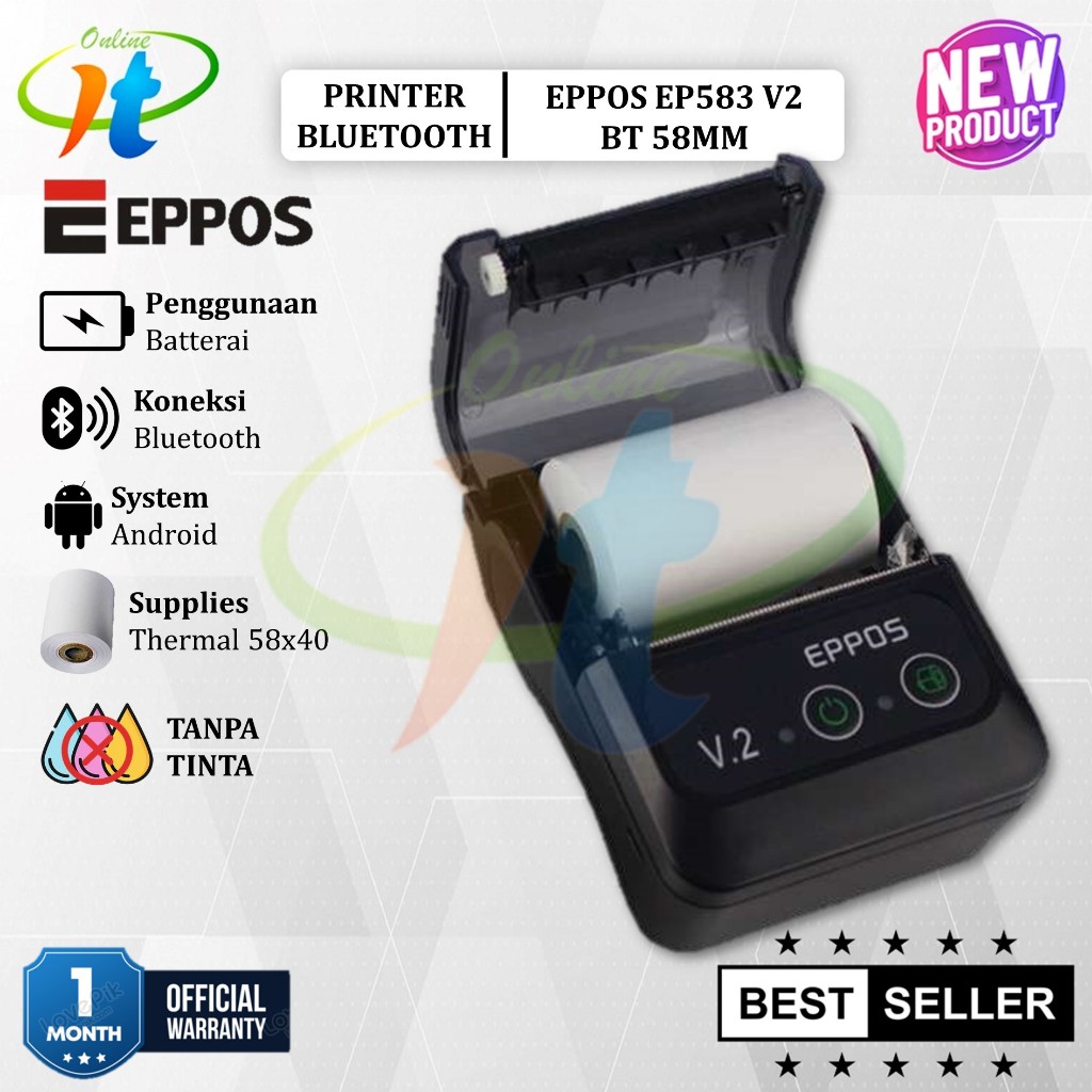 Jual Mobile Printer Bluetooth 58mm Eppos EPX583 V2 RPP02N Portable EPX ...