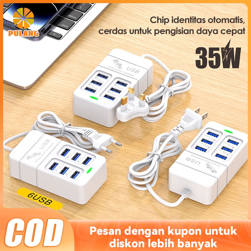 Jual Pulang 35W Steker Eropa Power Strip Power Socket USB Kabel USB Charger 1 Meter 3USB+3PD ...