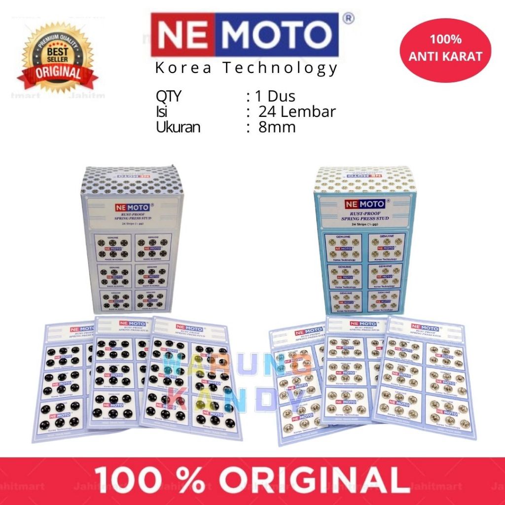 Jual Kancing Cetet Nemoto DUS 24lembar 8mm Jepret | Shopee Indonesia