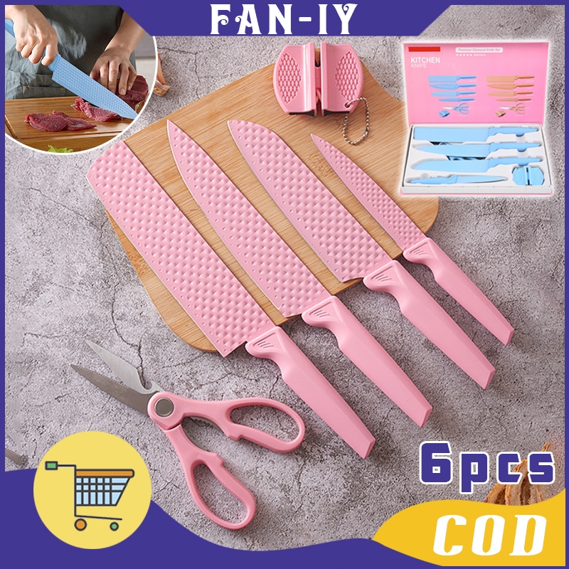 Jual Knife Set Pisau Set Stainless 6Pcs Diamond Knives Pisau Dapur Set ...