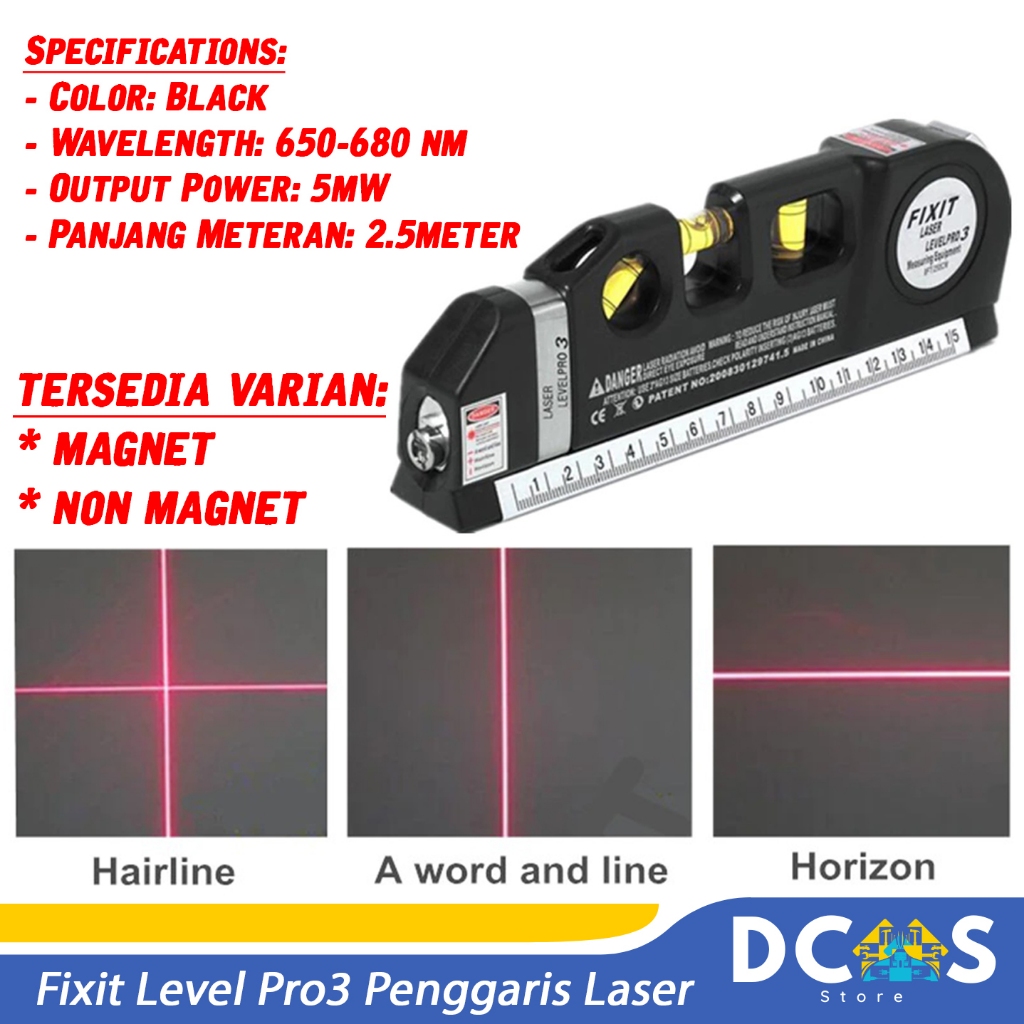 Jual Fixit Level Pro3/Levelpro3 Penggaris Kombinasi Laser Waterpass ...