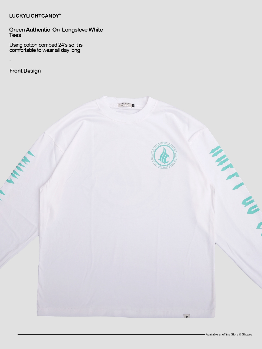Jual Lucky Light Candy - Green Logo ( White / Longslevee Oversize ...